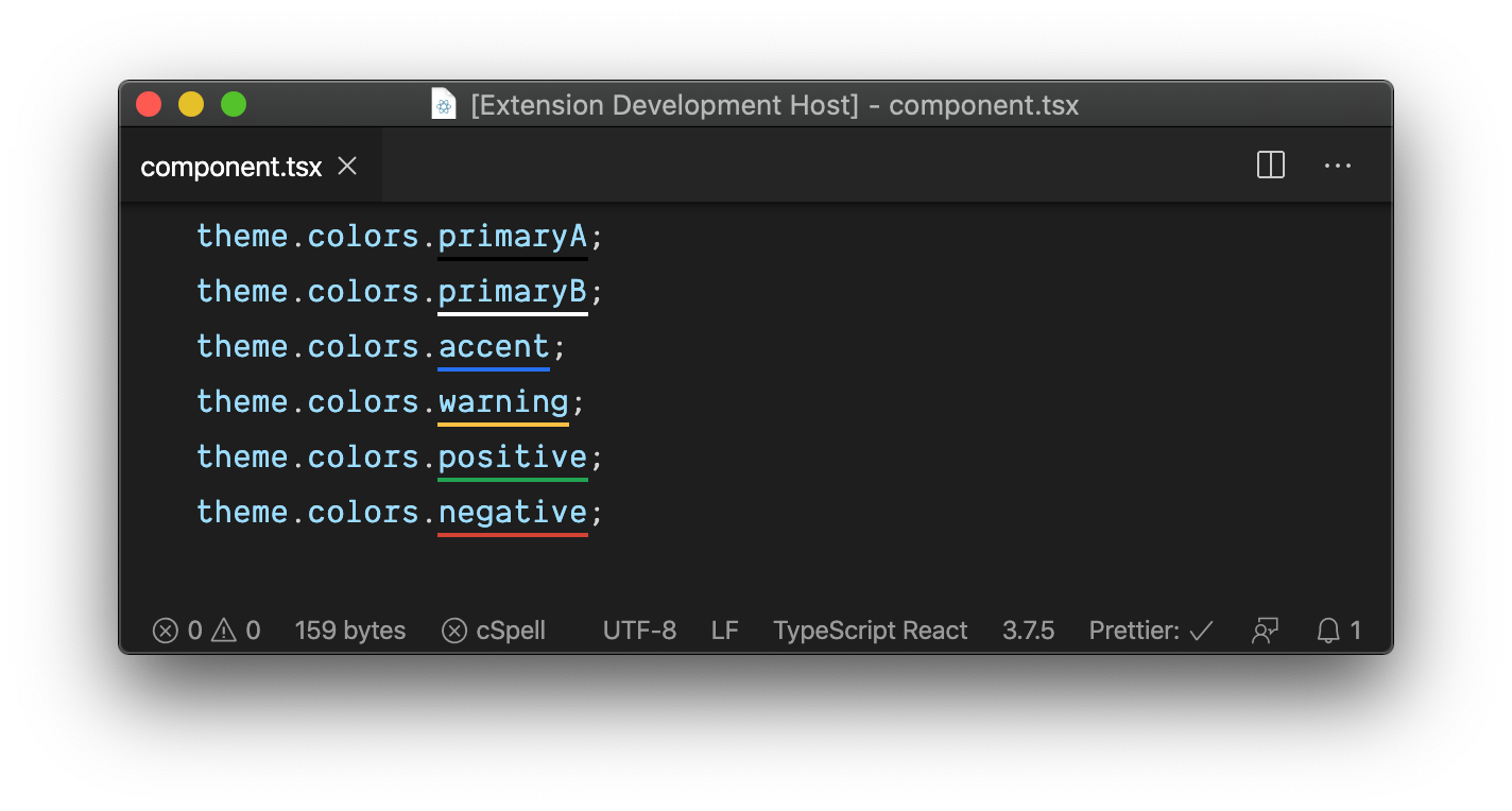 showing the colored underlines for Base Web color variables