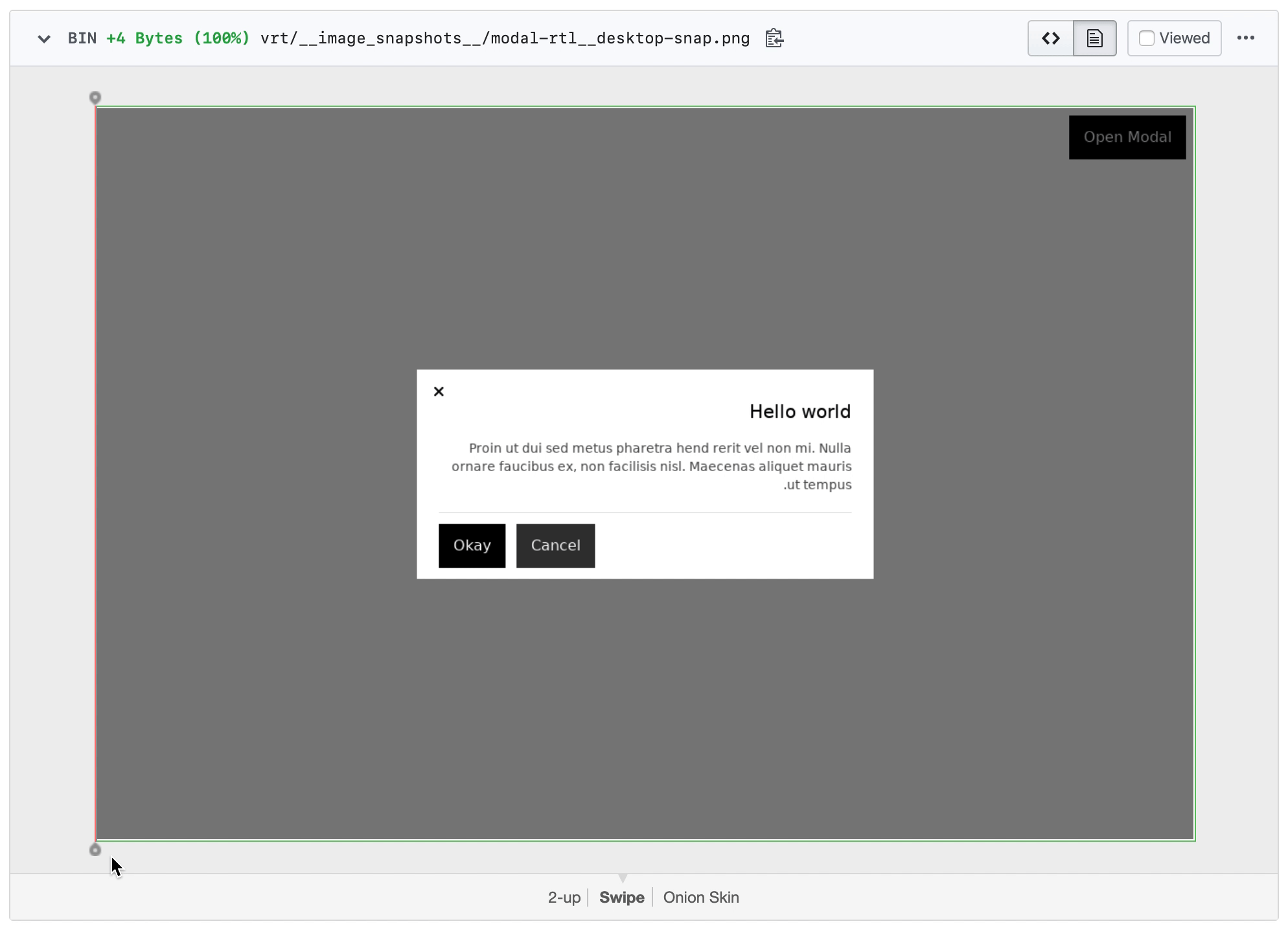 An example of GitHub's image comparison interface.